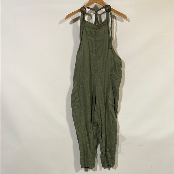 puro lino | Pants & Jumpsuits | Puro Lino 0 Linen Olive Green Jumpsuit ...